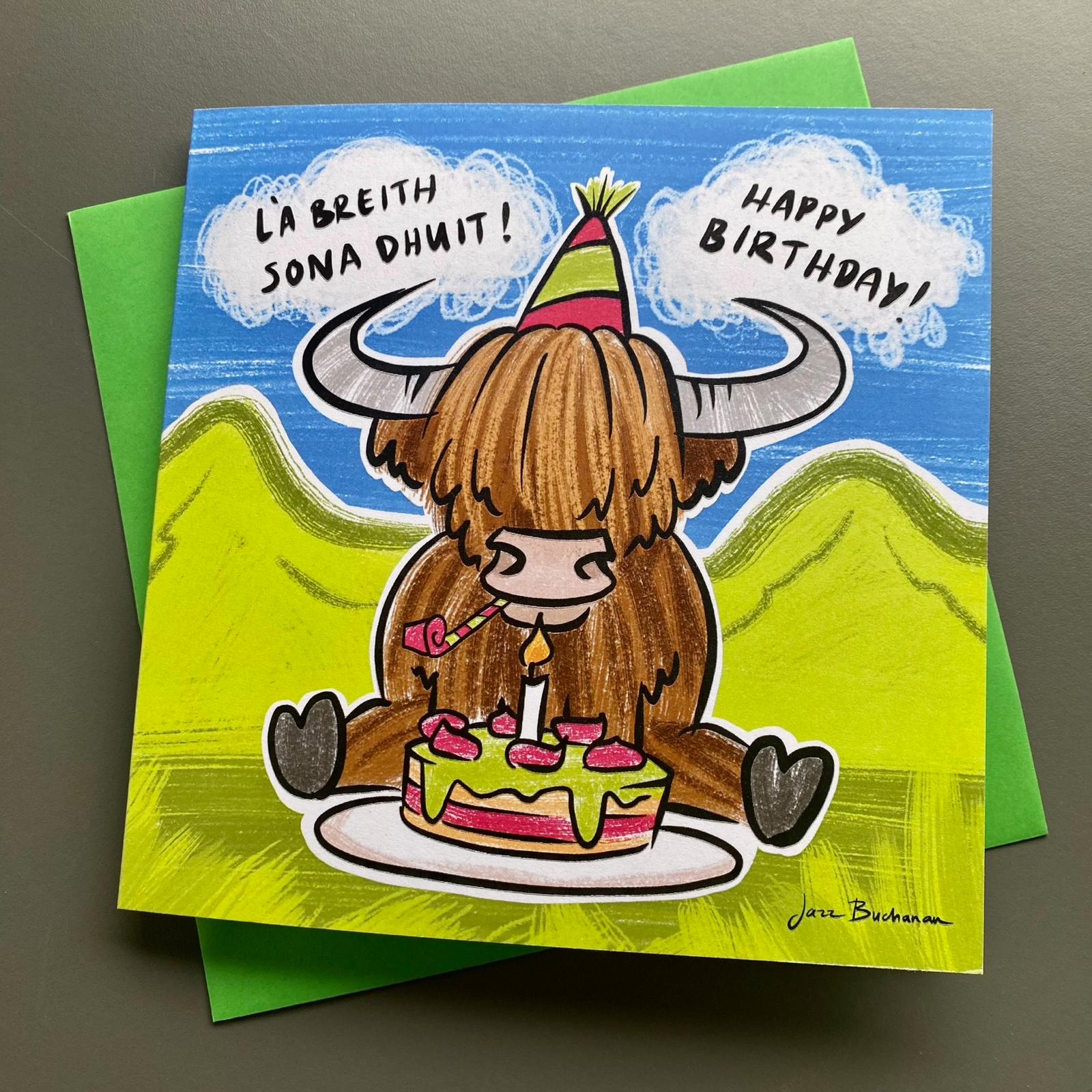 Highland Cow Greeting Card - Made on Skye